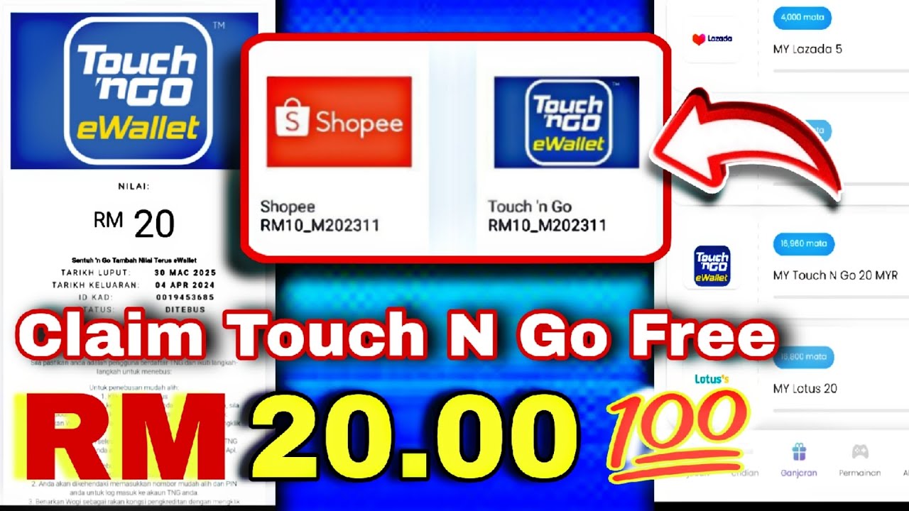 TERBARU !! cara tebus ewallet kredit RM20 FREE dari TOUCH N GO 2024 ...