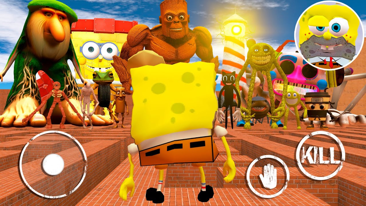 I BECAME CURSED SPONGEBOB IN A HUGE MAZE! Garry's Mod! - YouTube