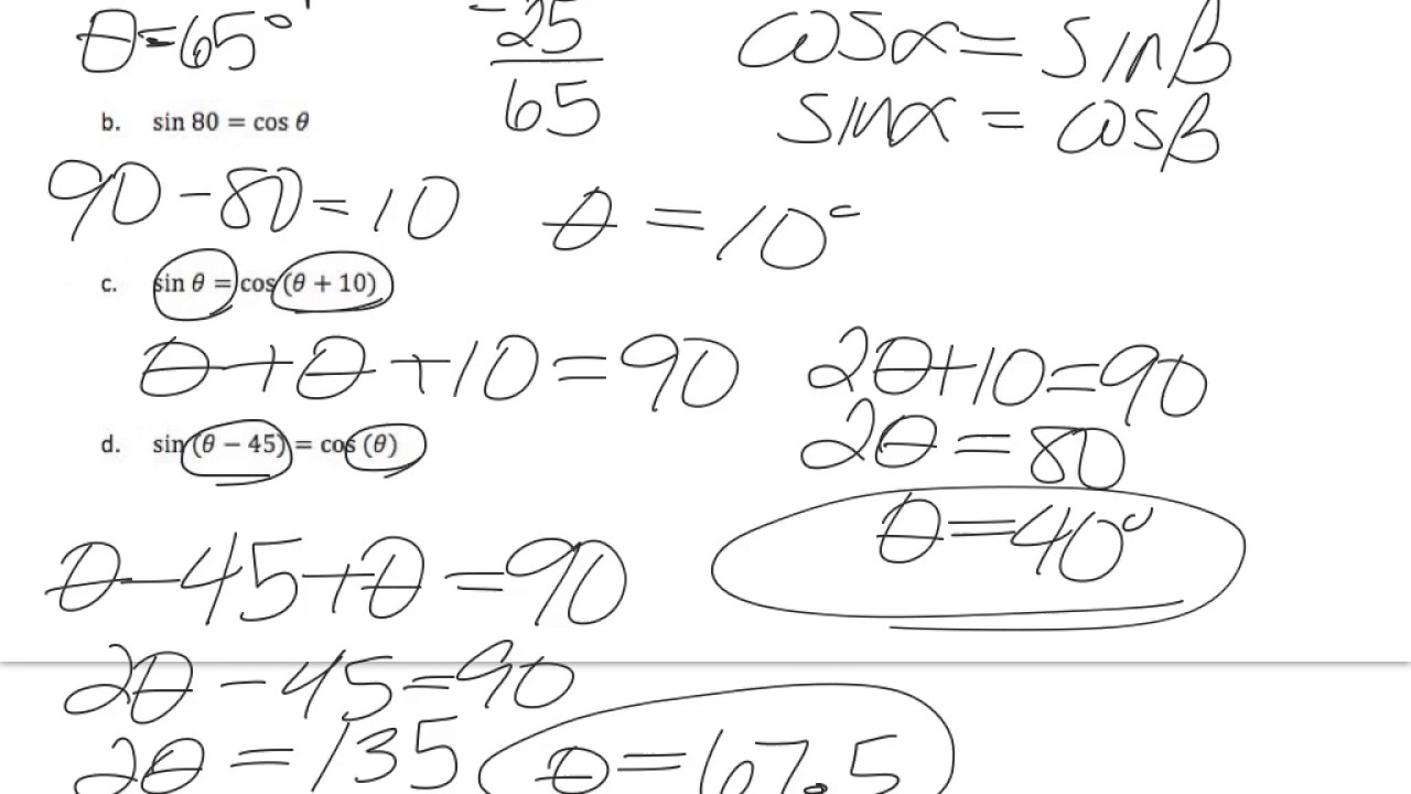 L27 Sine And Cosine Of Complementary Angles And Special Angles YouTube