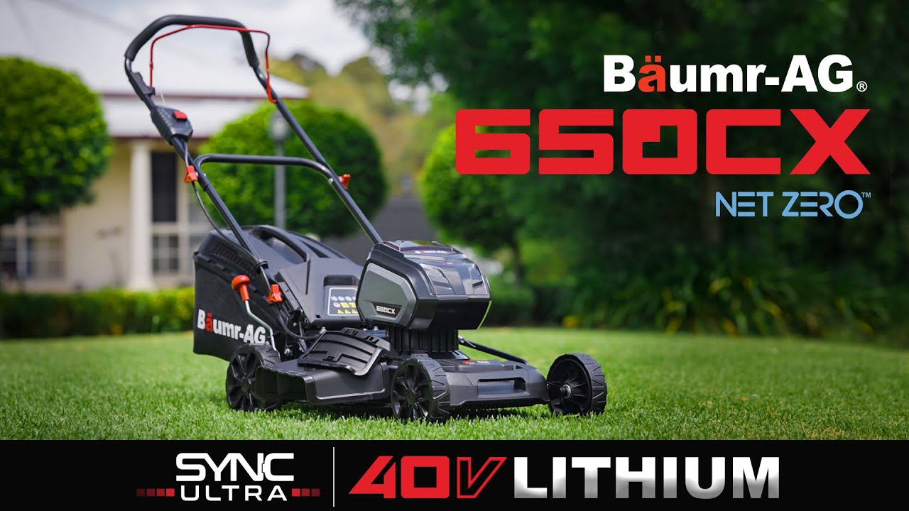 Baumr-AG 650CX Cordless 40V SYNC Ultra Series Lawn Mower - YouTube