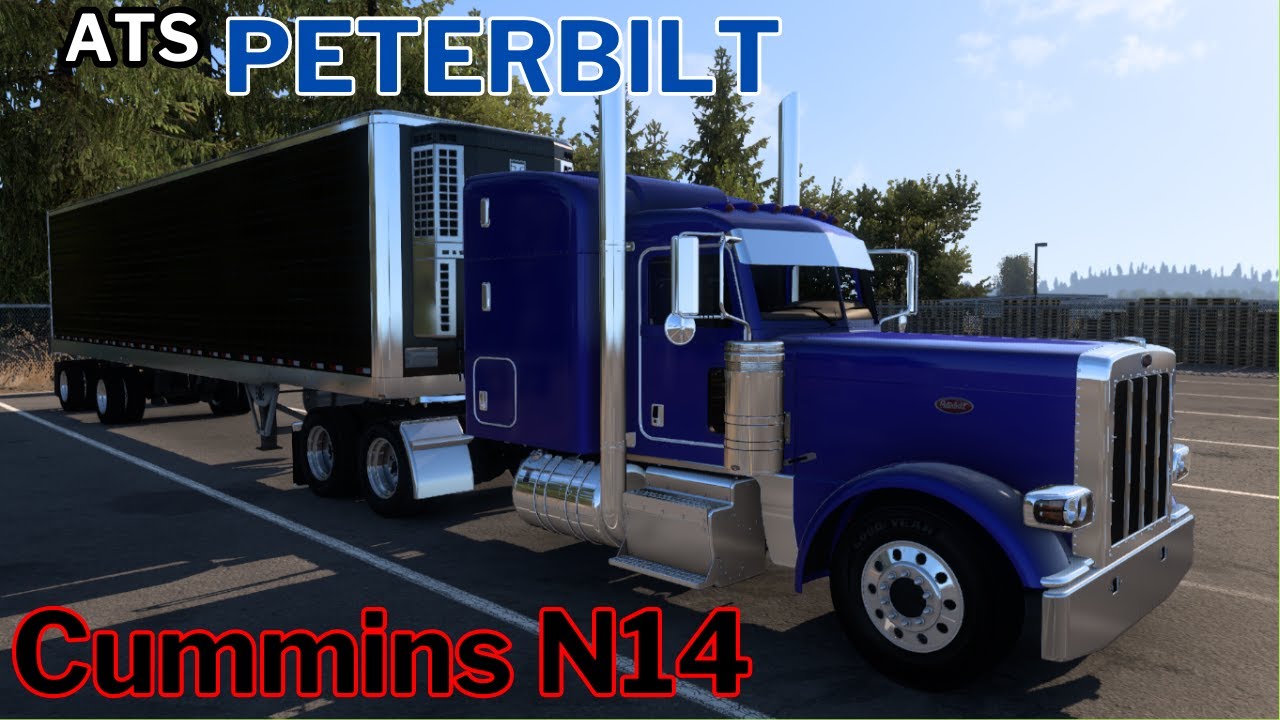 Blue Peterbilt 389 / Cummins N14 310 HP / Black Reefer, chrome frame ...