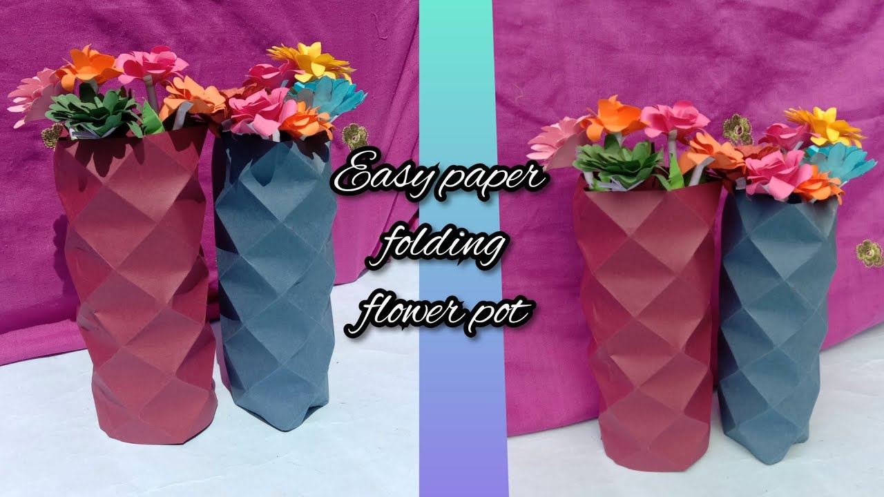 Paper folding paper pot idea / super flower pot idea at home / paper ...