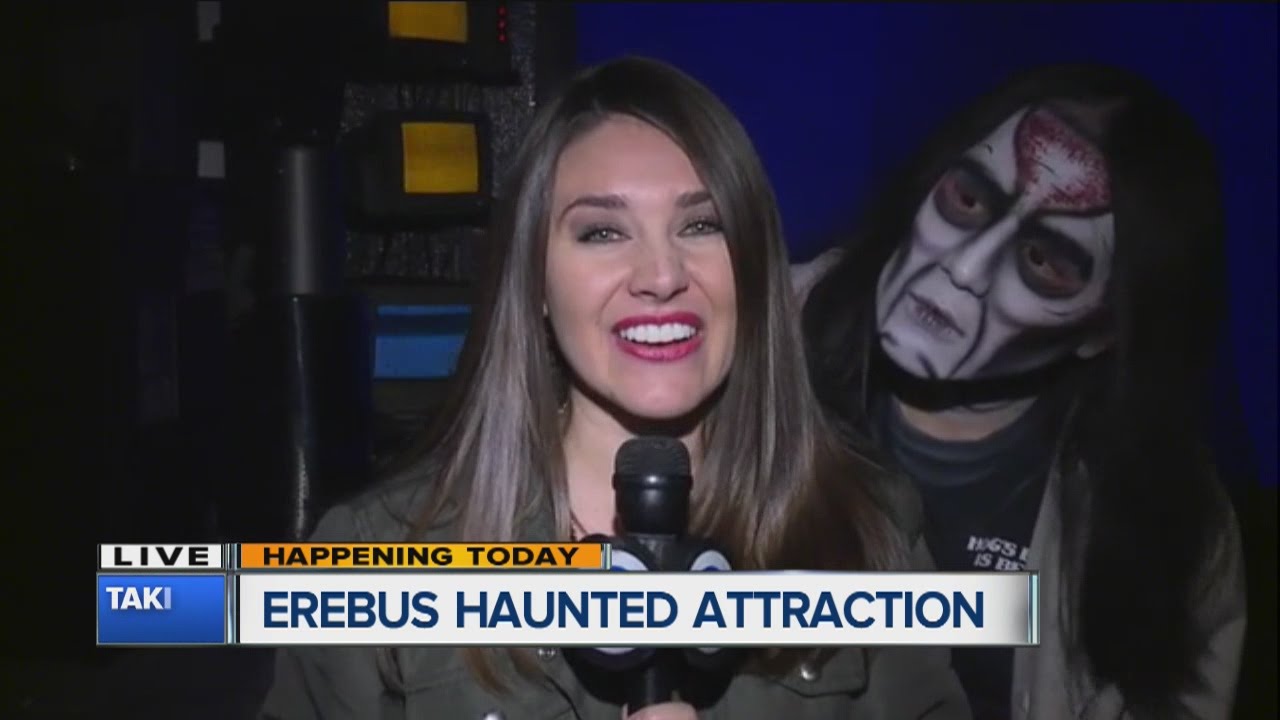 Erebus workers scare Shelley Childers during live shot - YouTube