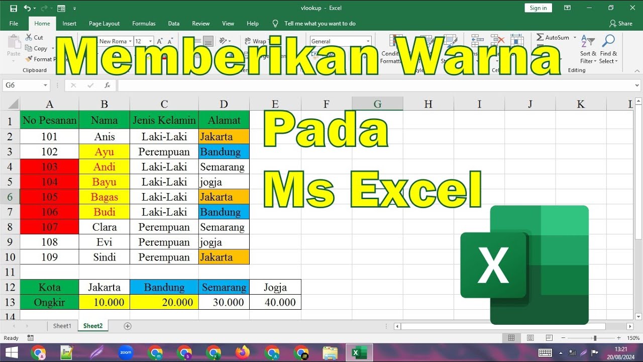 Cara Memberikan Warna Otomatis Pada Tabel di Ms Excel - YouTube