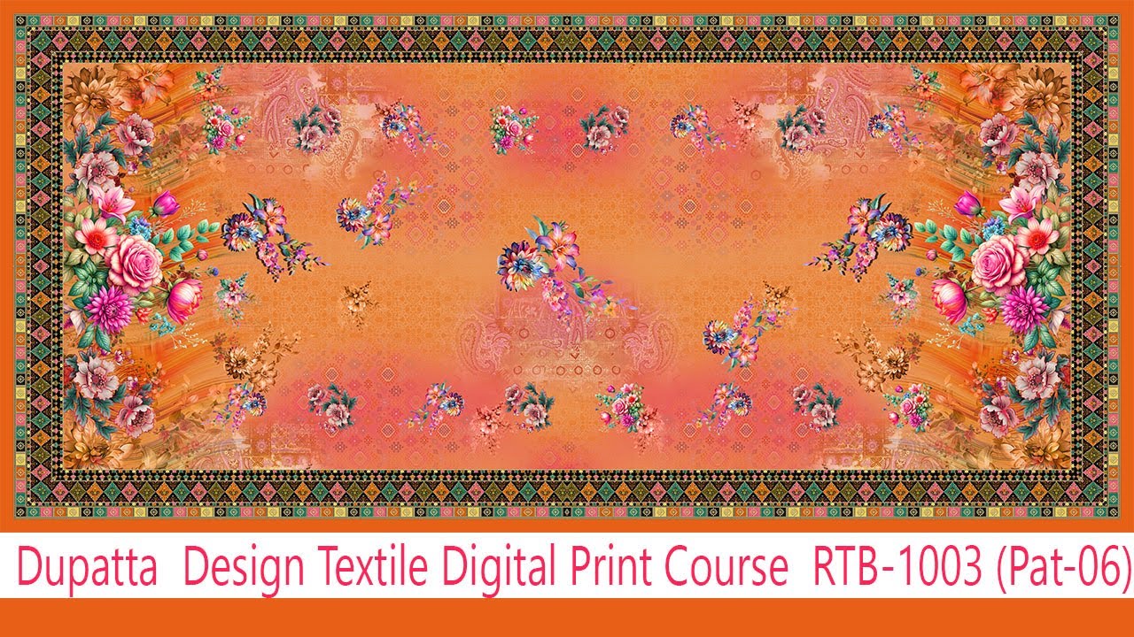 Textile Digital Print Course RTB-1003 Dupatta/ Orna Design (Pat-06 ...