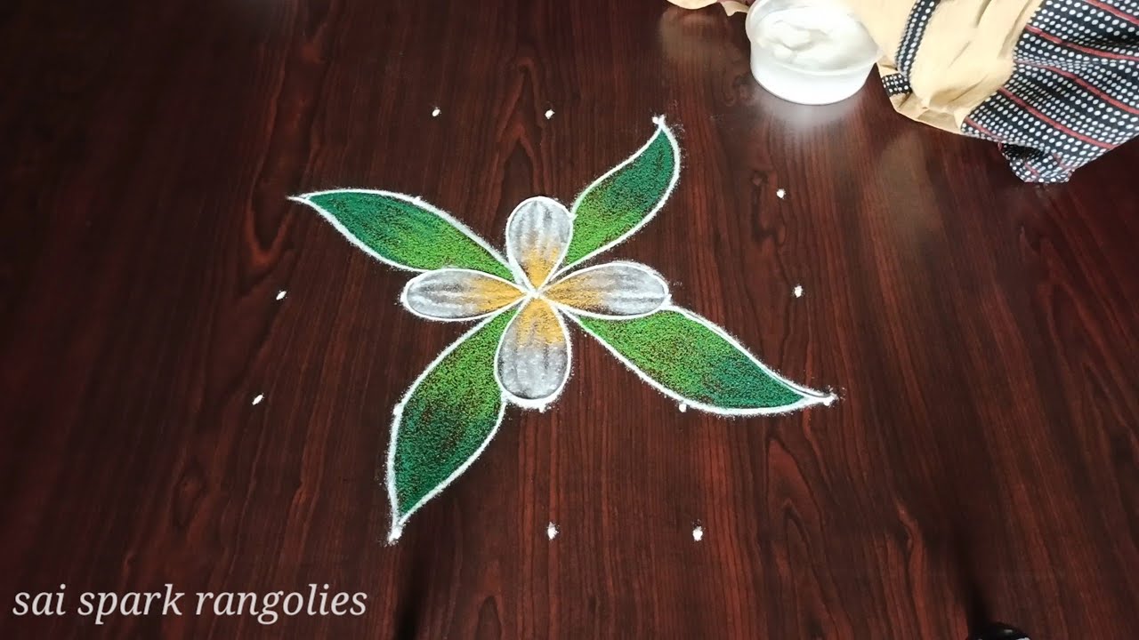 small Lotus rangoli | simple flower rangoli | creative daily rangoli ...
