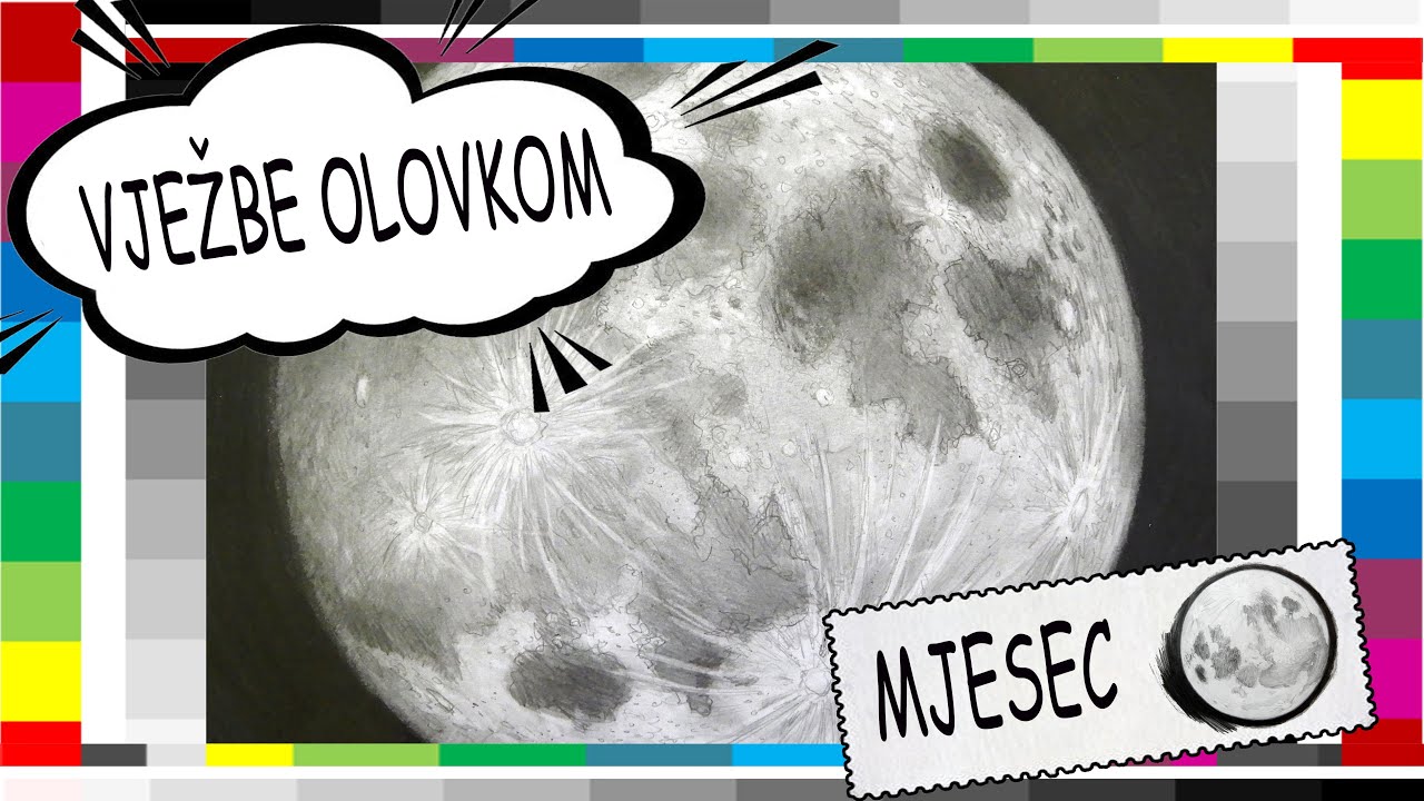 VJEŽBE OLOVKOM- MJESEC, crtamo površinu mjeseca / Pencil practice- moon ...
