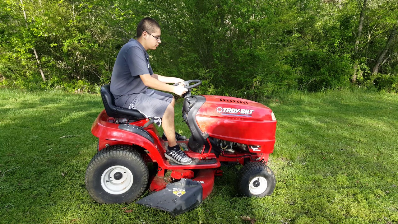 Alex Jr Riding the mower - YouTube