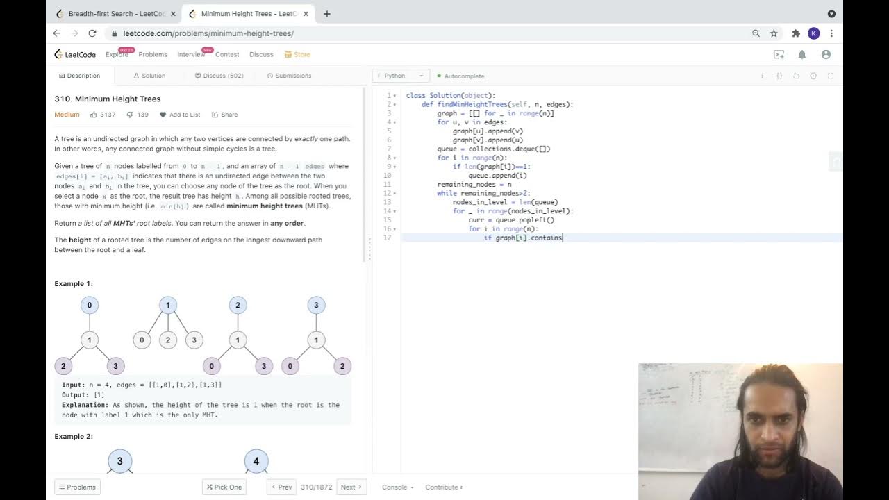 Bfs Template Minimum Height Trees Leetcode 310 Youtube 0358