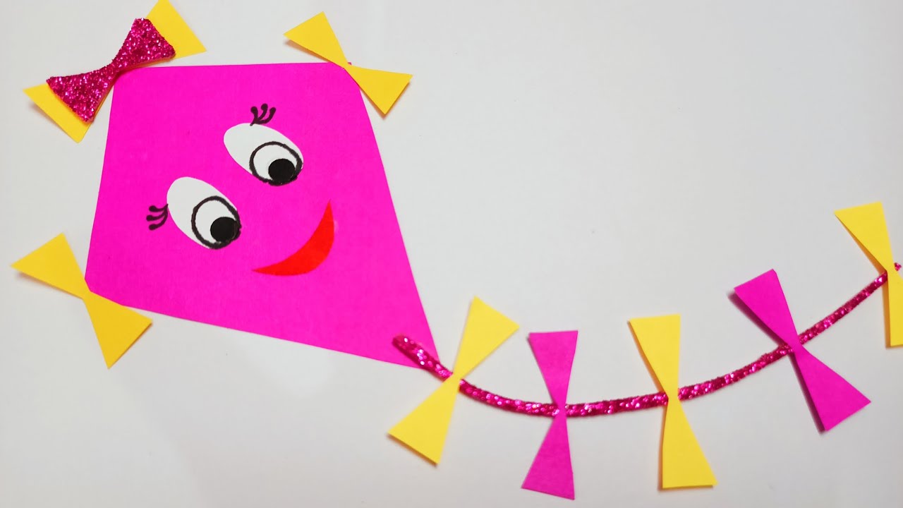 How to make simple paper kite | easy Paper kite | Makar Sankranti craft ...