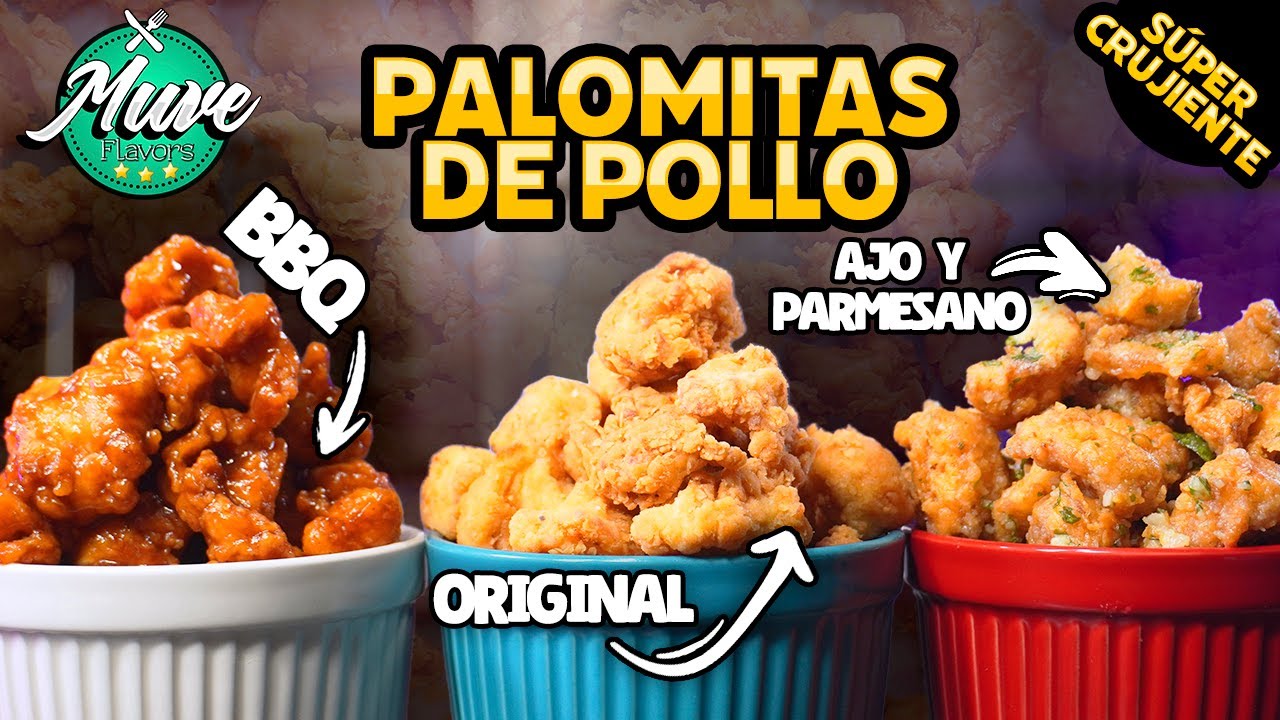TRES SABORES DE PALOMITAS DE POLLO SÚPER CRUJIENTES 🤤 | RECETA FÁCIL ...