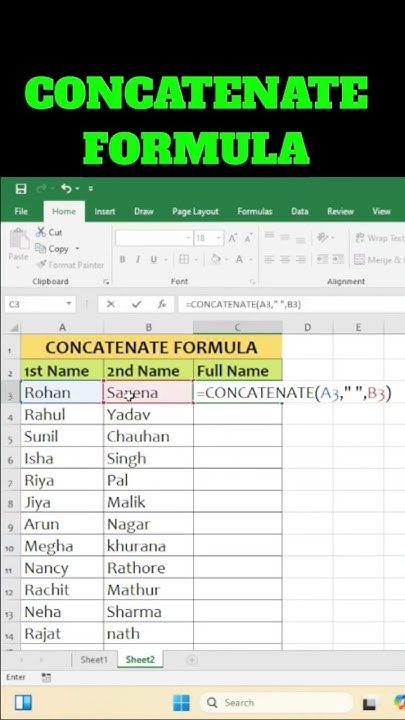 Excel Concatenate Formula - YouTube