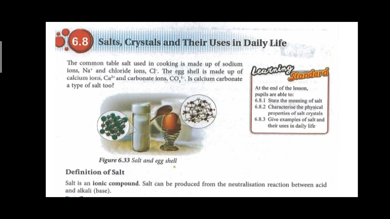 Chemistry Form 4-Chapter 6| 6.8 Salt, crystal and uses | 6.9 ...