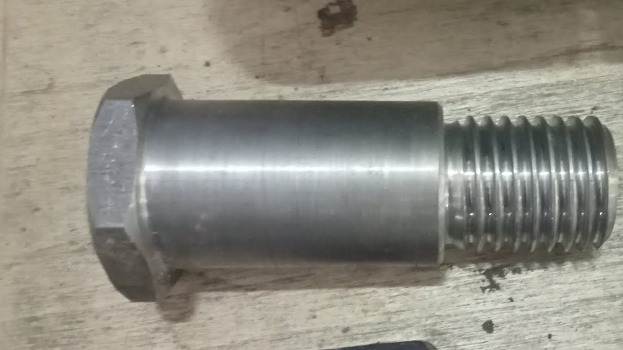 CNC machine turning and threading hex Bolt 🔩 daya 25 mm 1inch total 85. ...