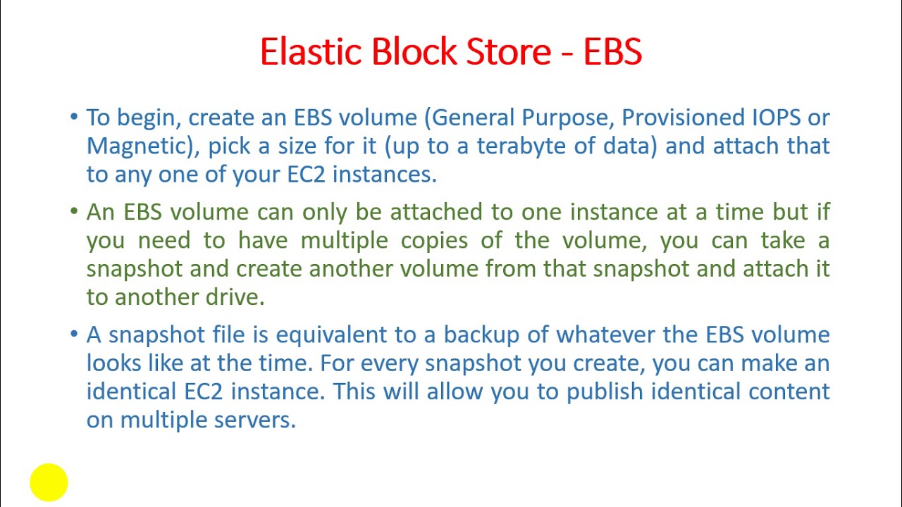 Unit - 4 - Lecture 04 Elastic Block Store and Simple Storage Service ...