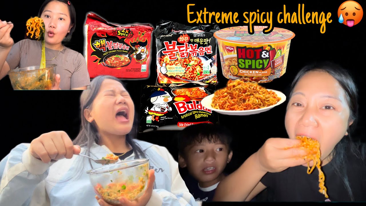 Eating only spicy noodles for whole 1 day 🥵 extreme spicy challenge ...