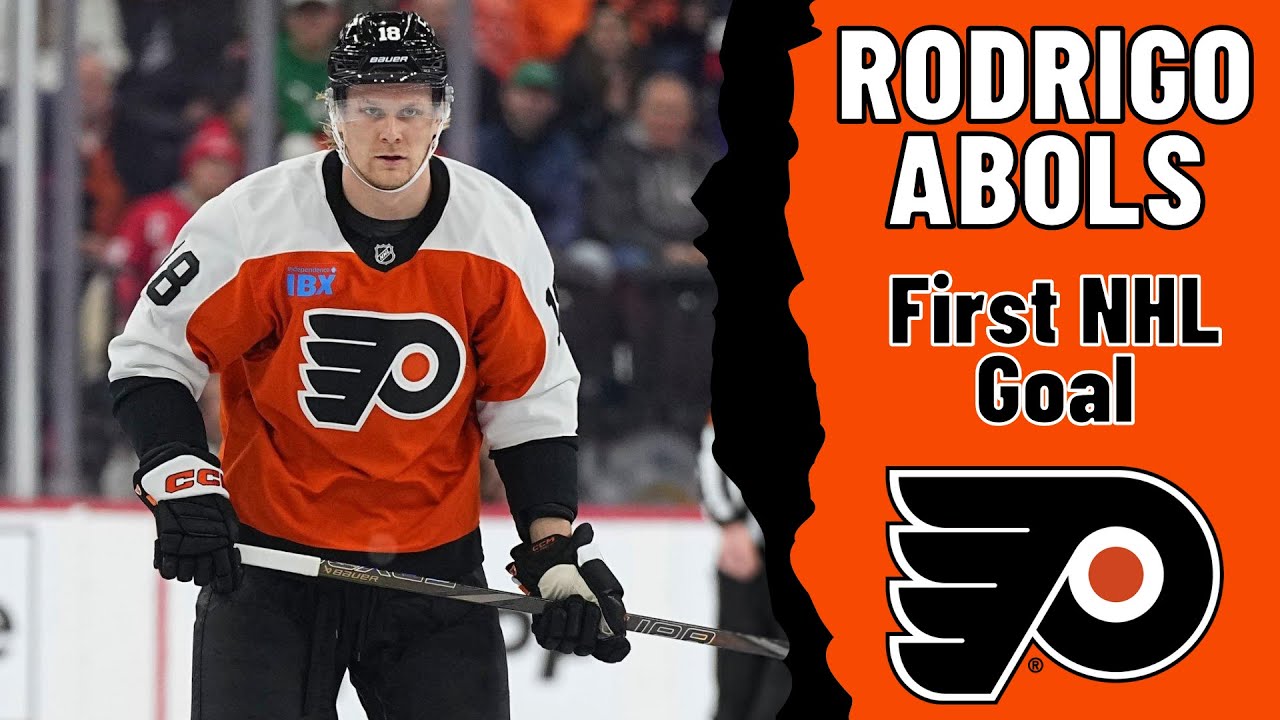 Rodrigo Abols #18 (Philadelphia Flyers) first NHL goal Feb 4, 2025 ...