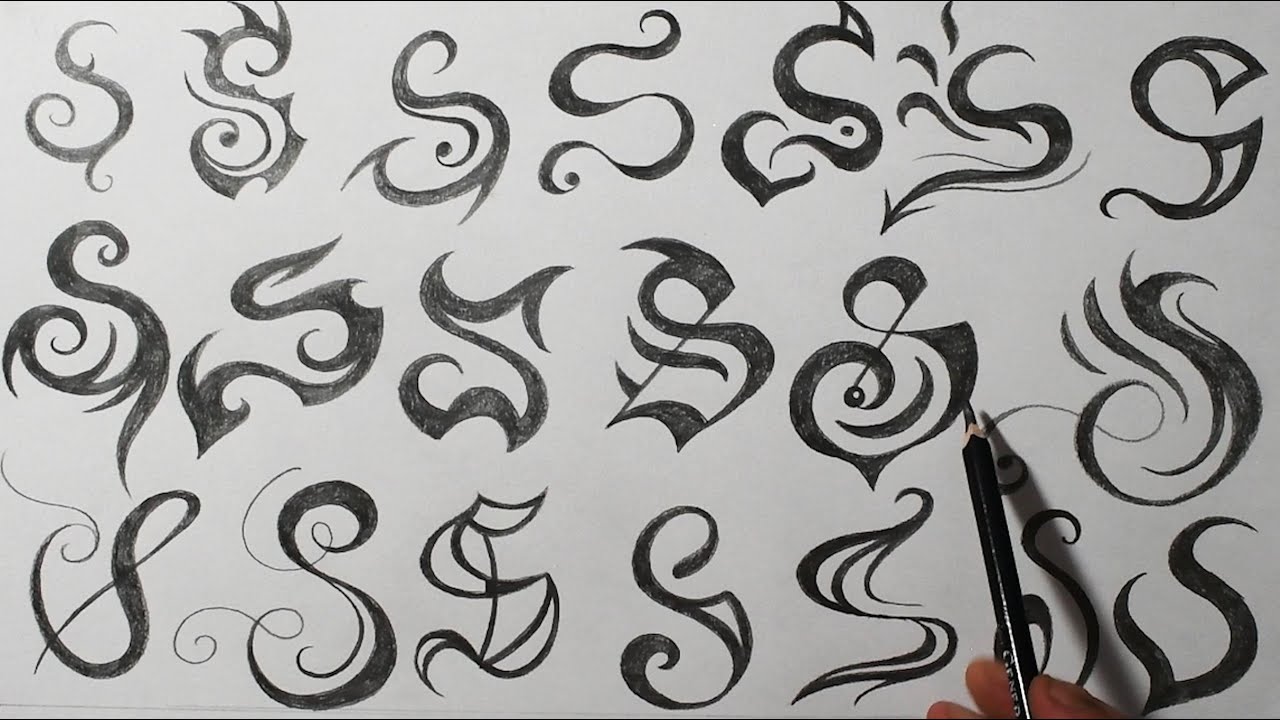 Letter S In Different Tattoo Styles Waterproof Temporary Tattoo