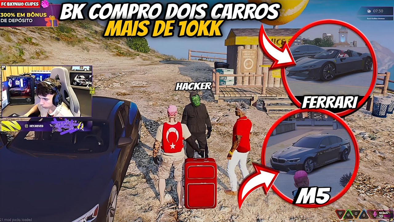 BK COMPRO DOIS CARROS COM O HACKER | M5 E FERRARI | GASTOU MAIS DE 10KK ...