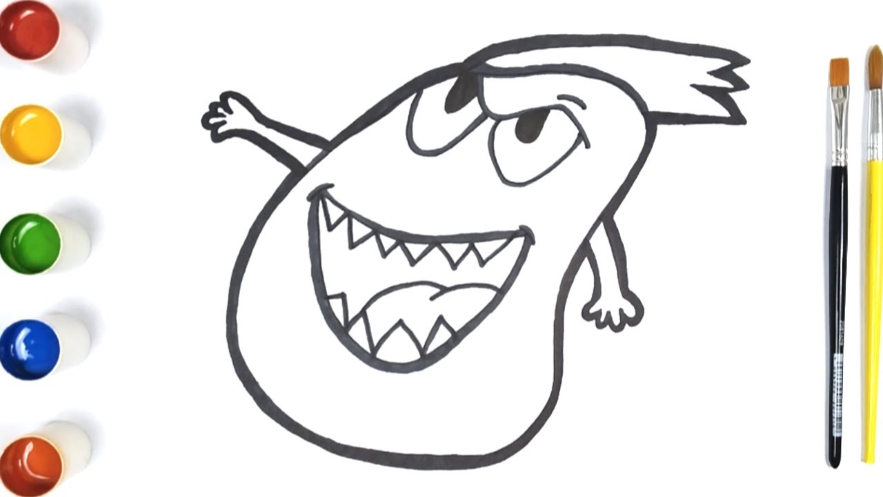 Drawing a Cute and Friendly Purple Monster | for children coloring ...