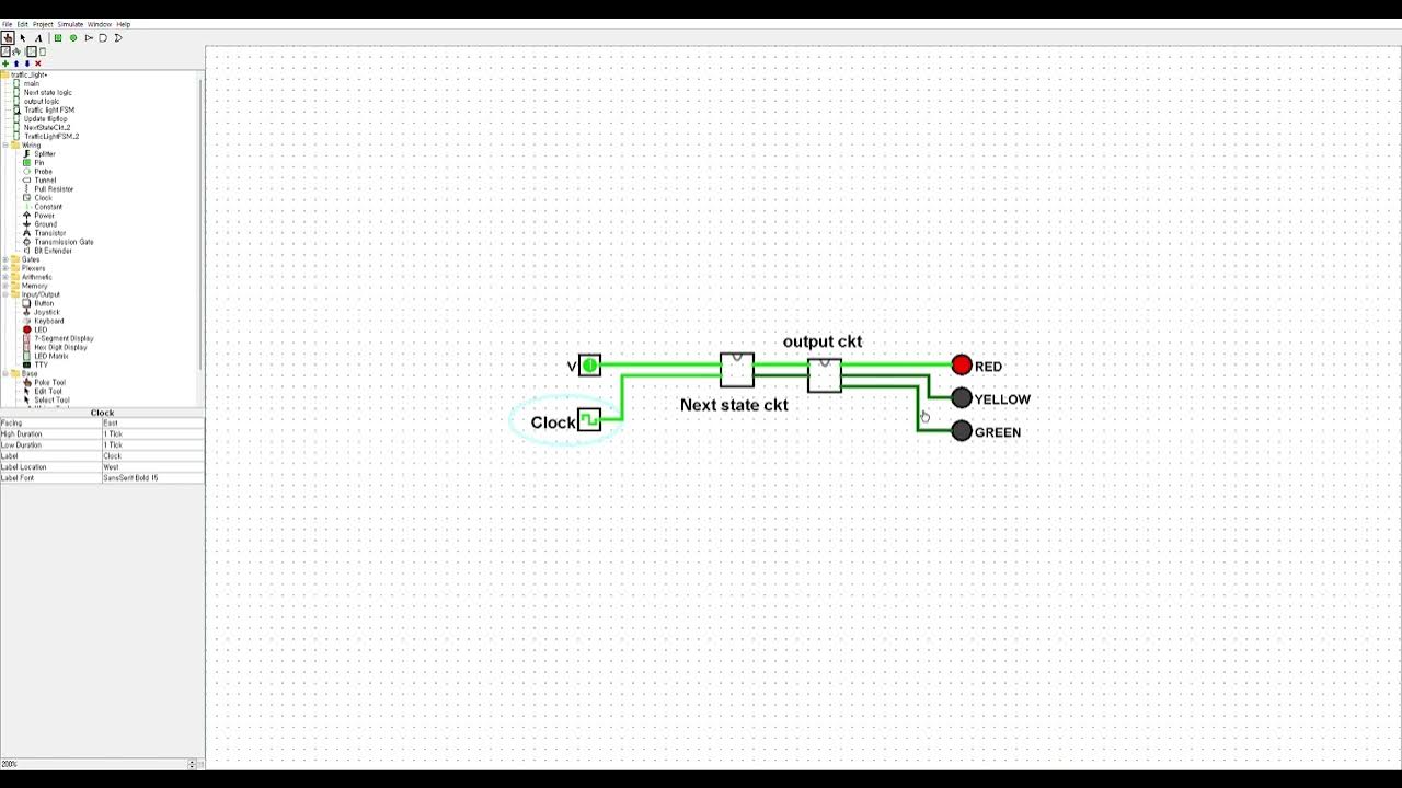Logisim Traffic light FSM of traffic light - YouTube