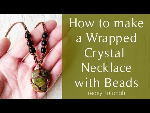 How to make a Crystal Beaded Necklace with the macrame technique - DIY Crystal Wrapping with Beads