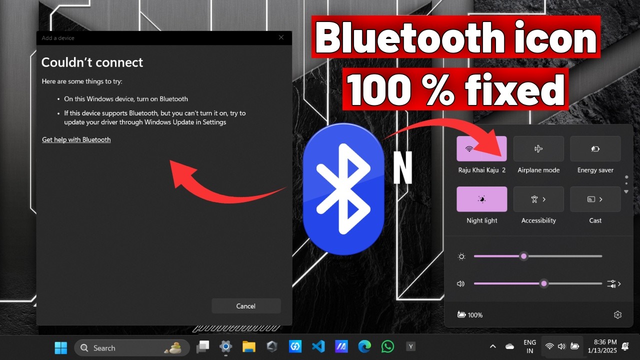 Fix Bluetooth icon missing windows 11 problem solved in 2 mins || Wifi ...