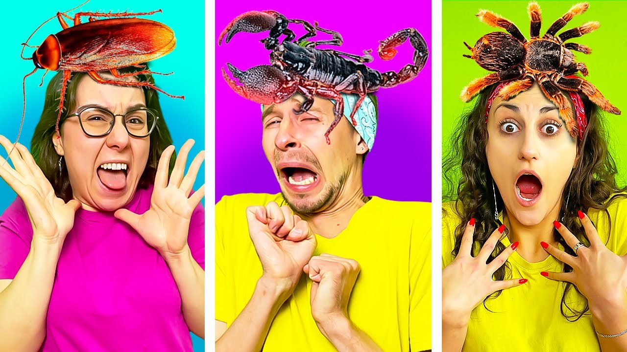 FACING 100 FEARS IN 24 HOURS!! Funny challenges & Fear factor. Pranks ...