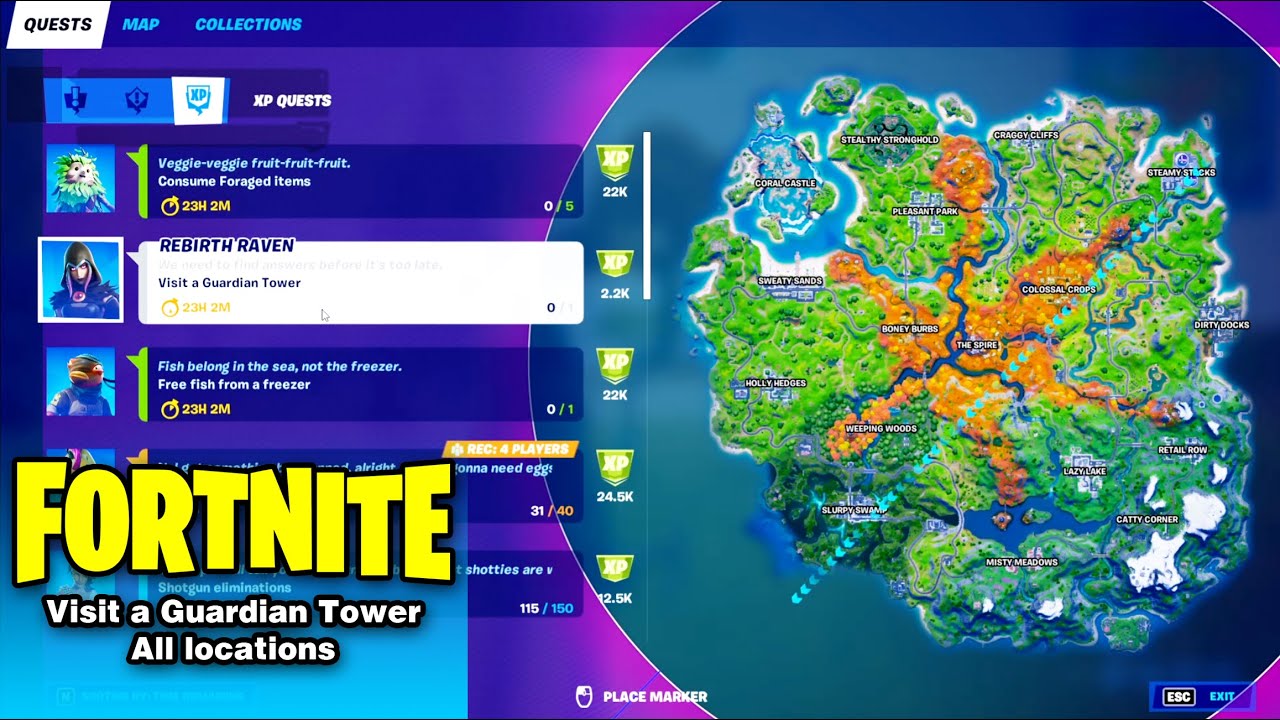 Visit a Guardian Tower (all locations) in Fortnite Chapter 2 Season 6 ...