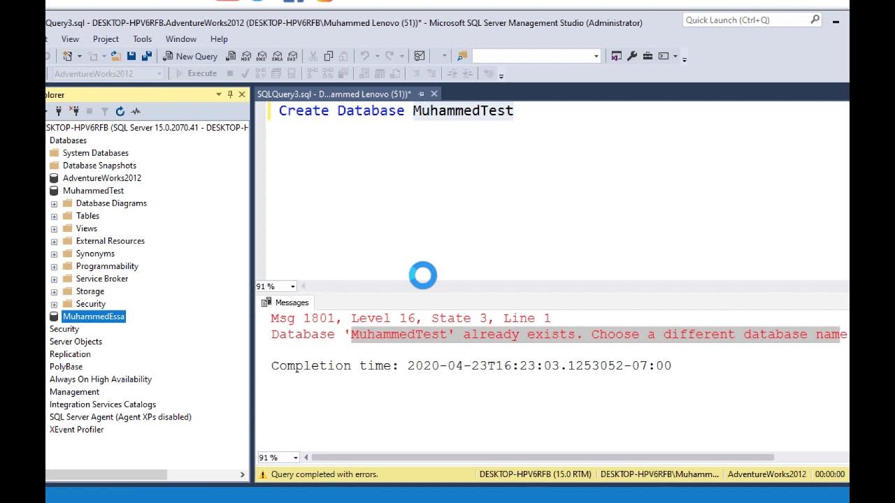 52 Create Database Microsoft SQL Server - YouTube