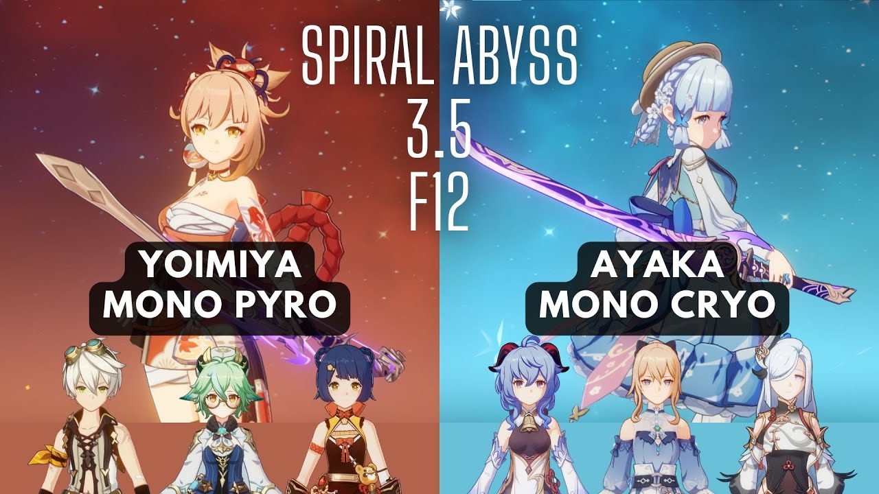 Yoimiya Mono Pyro Ayaka Mono Cryo Spiral Abyss 3.5 Floor 12 | Genshin ...