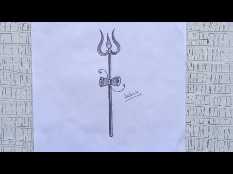 trishul drawing// how to draw easy trishul drawing ♥️♥️ - YouTube