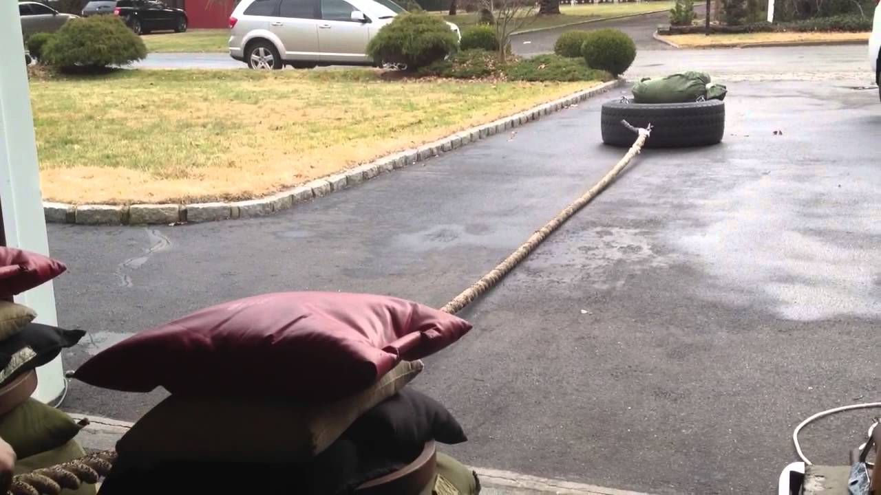 432 Pound Seated Arm Over Arm Tire Pull - Cold Weather Training - YouTube