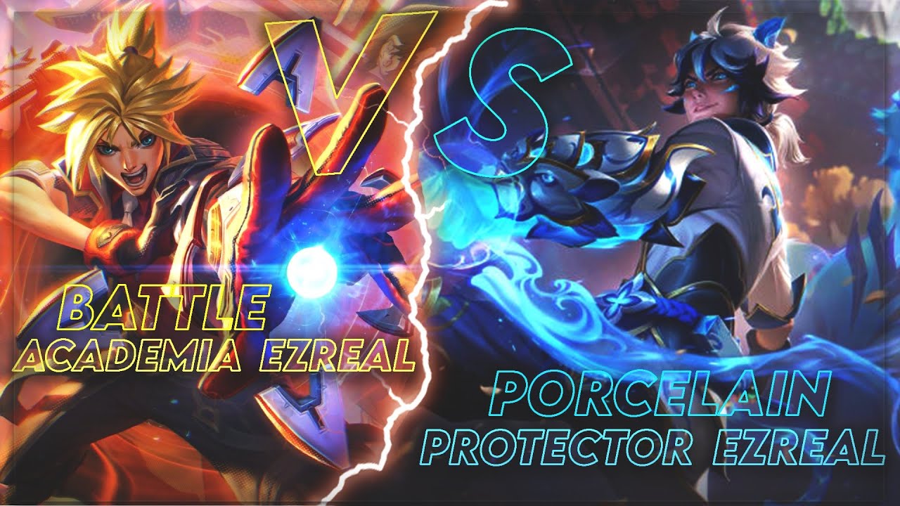 Porcelain Protector Ezreal VS Battle Academia Ezreal ( SKIN COMPARISON ...