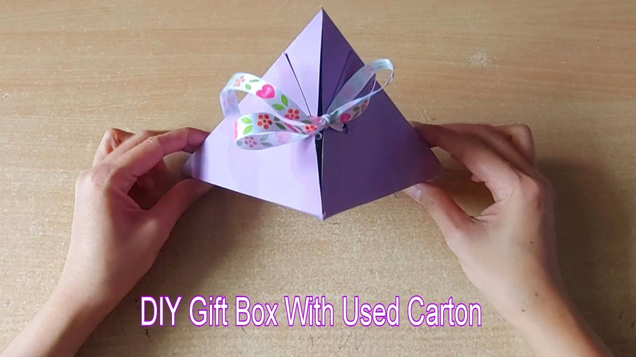 Easy Way to Reused Carton|DIY Gift Box|Triangular Gift Box #diy #reuseidea - YouTube
