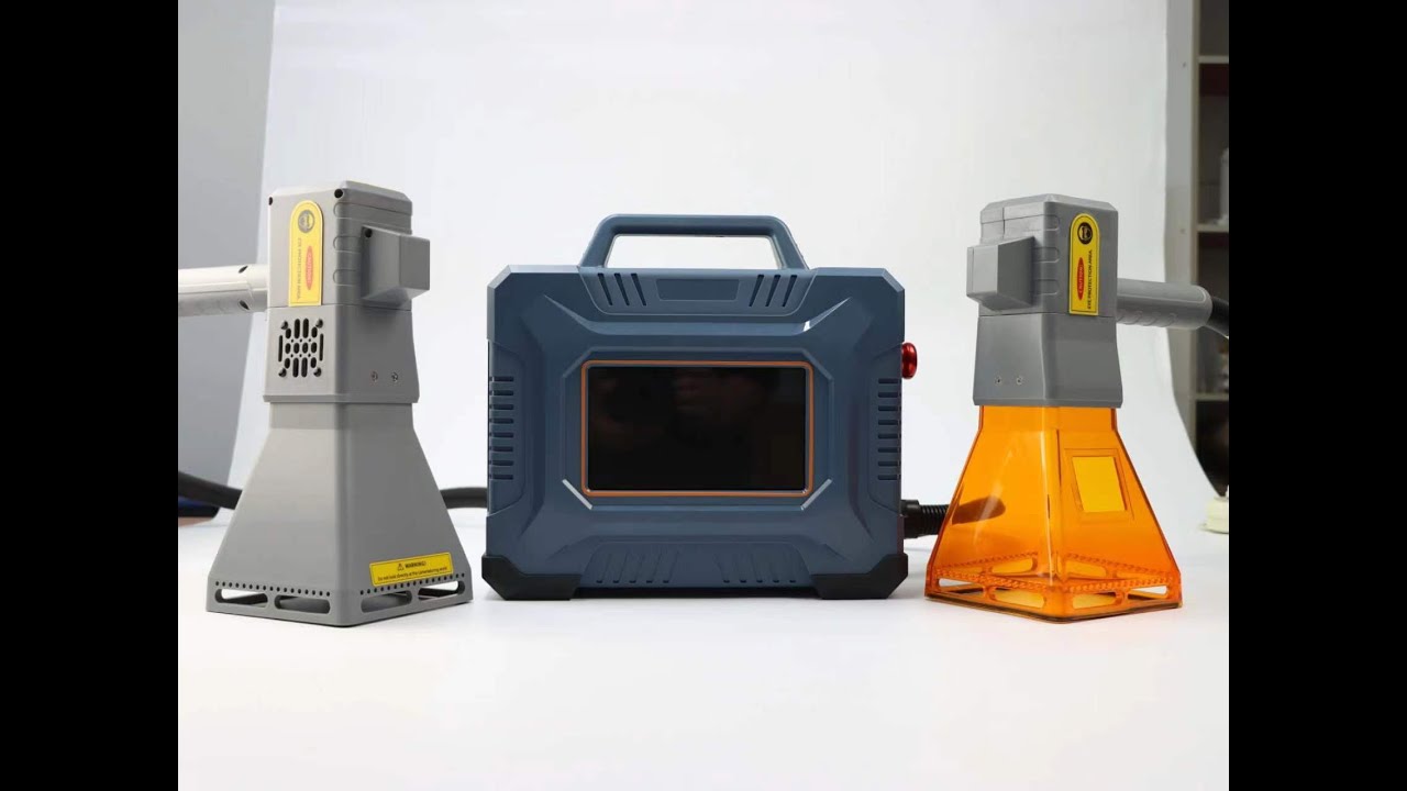 Porable handheld laser marking machine with safecover - YouTube