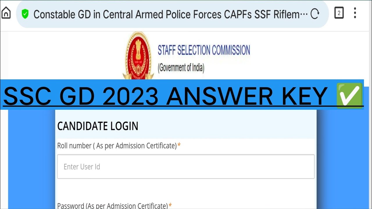 SSC GD 2023 Answer Key Link Activate SSC GD CT 2023 ANSWER Key Out ...