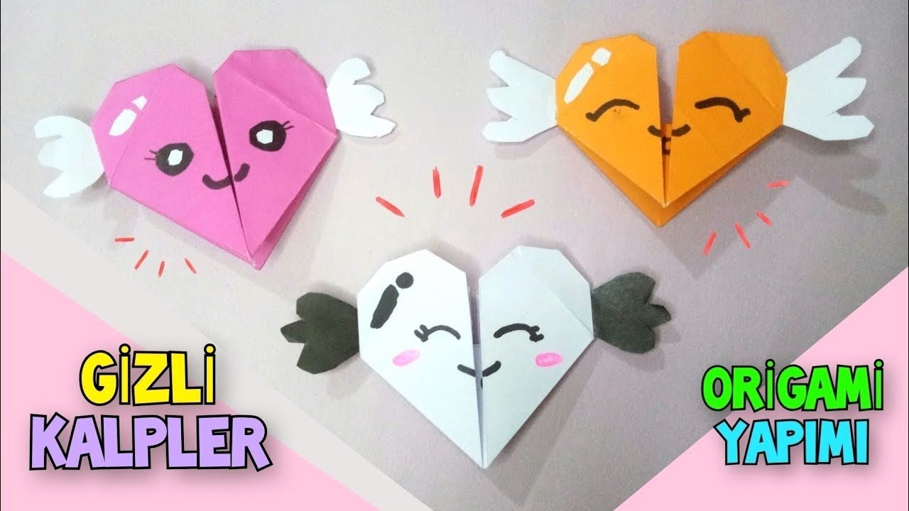 MESAJLI KALP ORİGAMİ YAPIMI😍 KAĞITTAN YAPIMLAR| | KAĞITTAN KALP ORİGAMİ ...