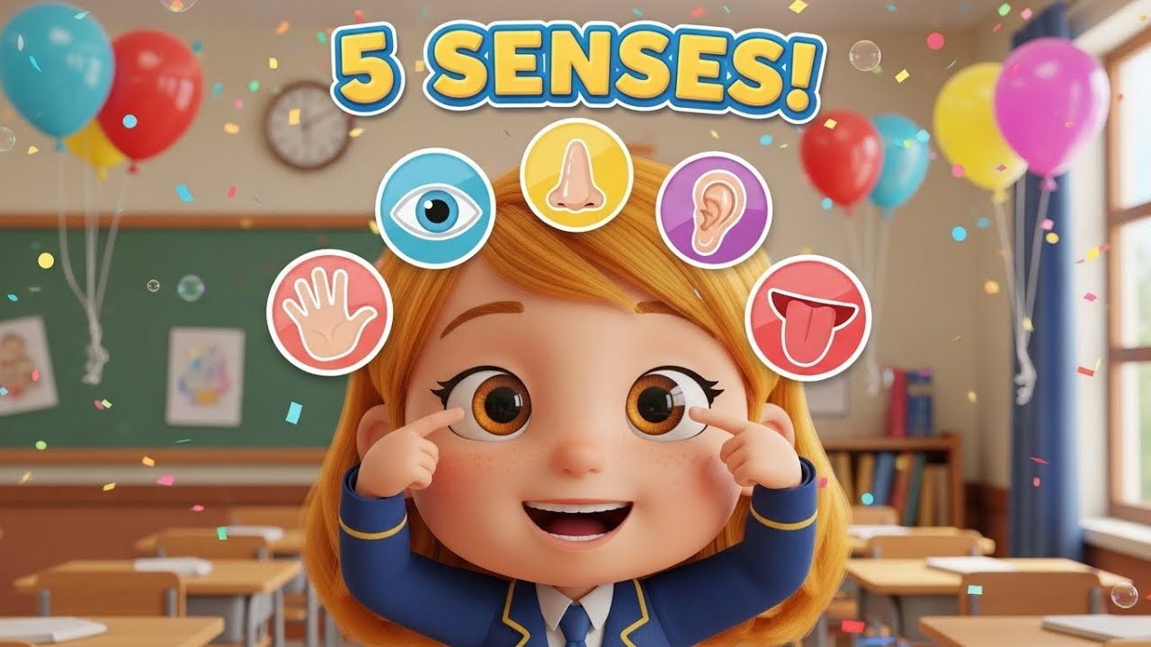 Five Senses Song for Kids 👀👃👂 👅 Sight, Smell, Hearing, Touch, Taste ...