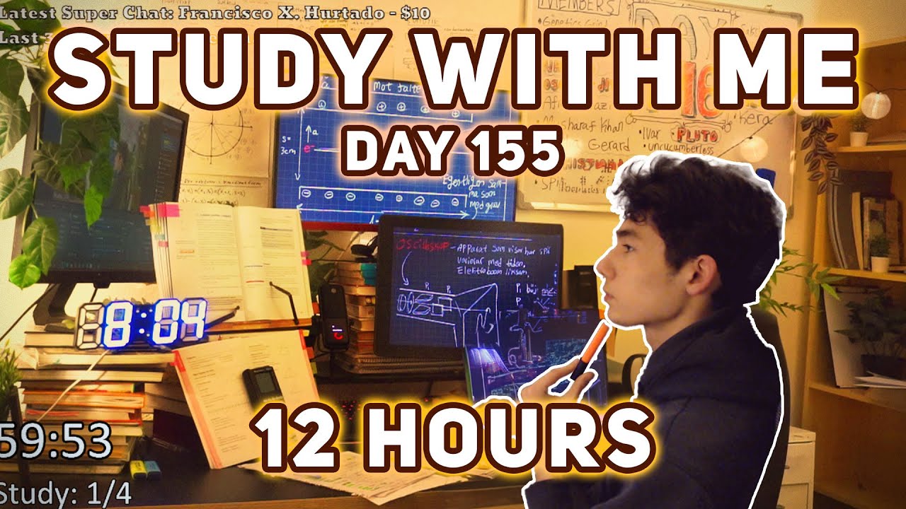 🔴LIVE 12 HOUR | Day 155 | study with me Pomodoro | No music, Rain/Thunderstorm sounds - YouTube