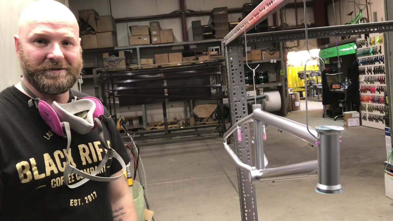 Oil slick or jet fuel done with powdercoat. - YouTube