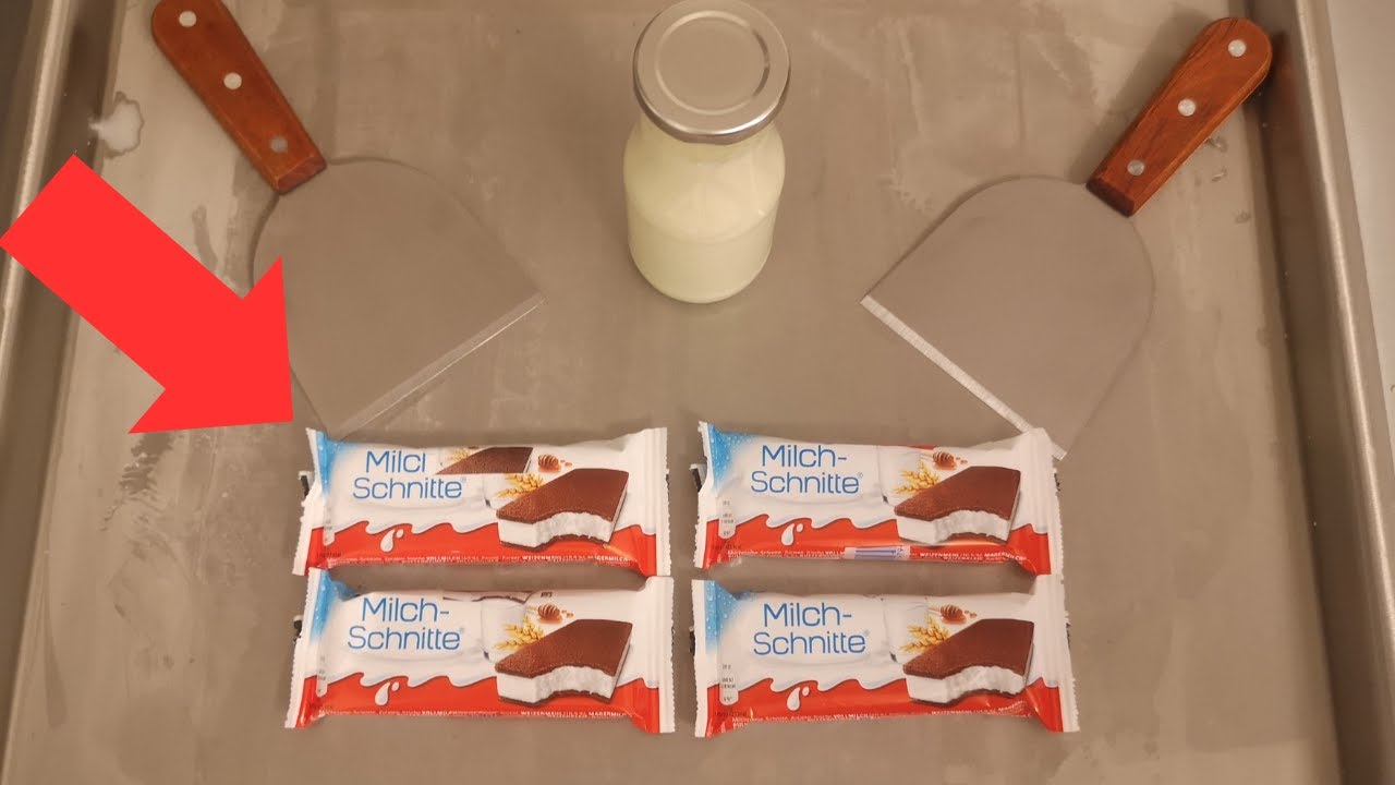 ASMR - Kinder Milchschnitte - Freaky Ice Cream Rolls -30°C , delicious ...