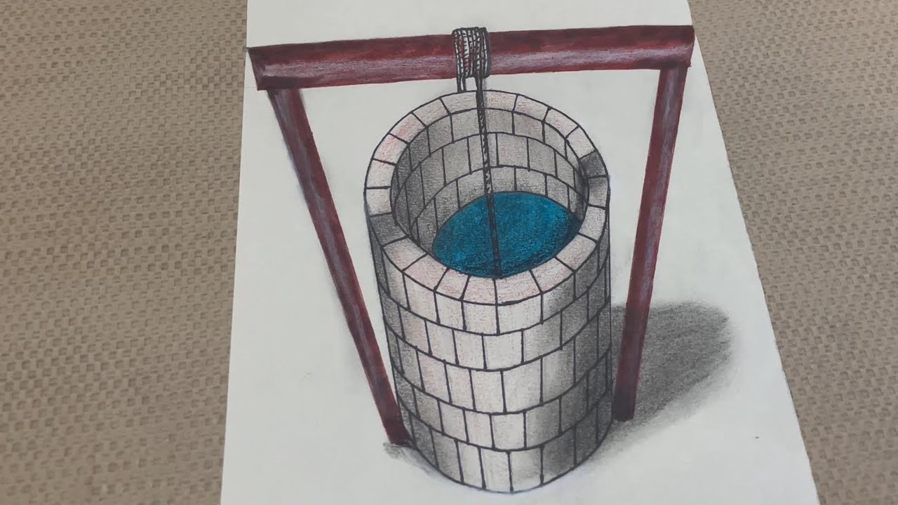 3D Well Drawing: Realistic Optical Illusion Art | Step-by-Step Tutorial ...