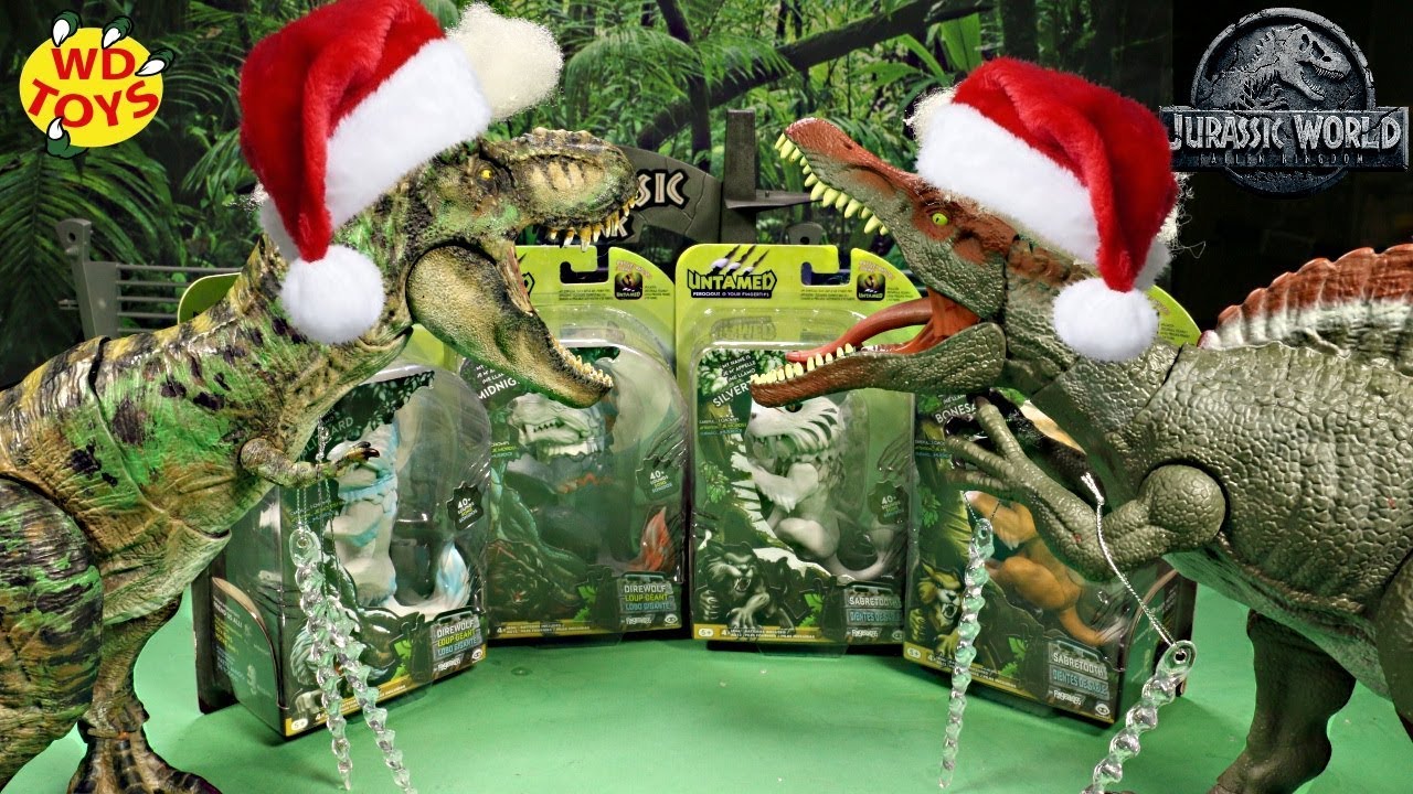 Santa T-Rex Delivers Huge Surprise Box Untamed Fingerlings Direwolf ...