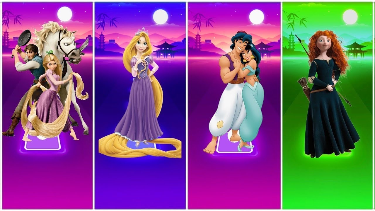 !! Tangled Rapunzel 🆚 Brave Merida 🆚 Aladin Jasmine 🆚 Tangled !! Tiles ...
