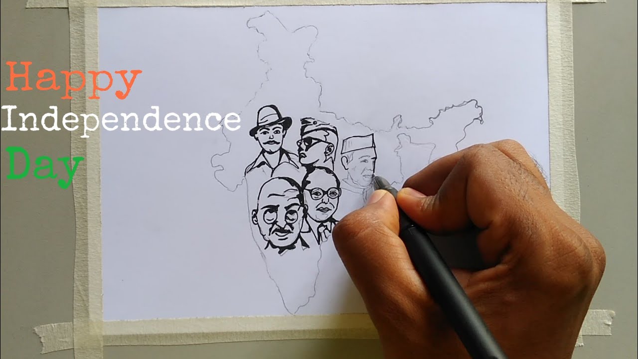 Freedom fighters of india/ independence day drawing/Sketch & Paint ...