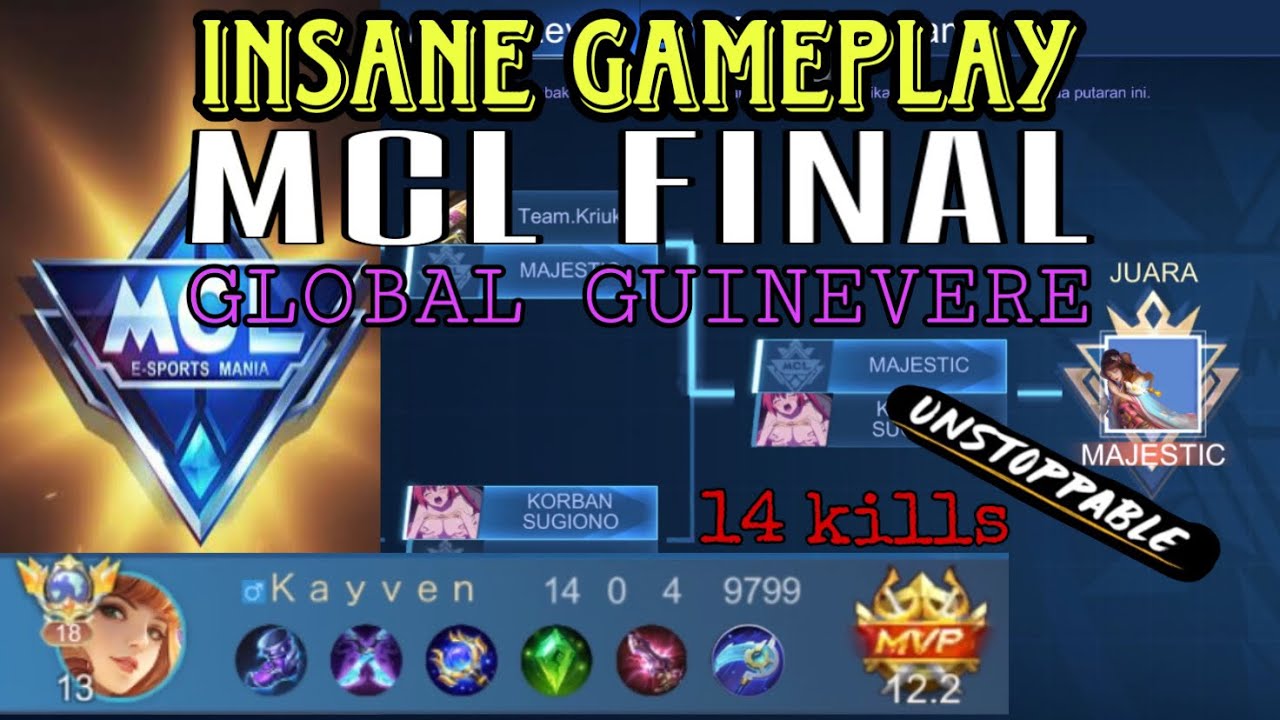 INSANE GAMEPLAY MCL FINAL 14 KILLS UNSTOPPABLE GUINEVERE - TOP GLOBAL ...