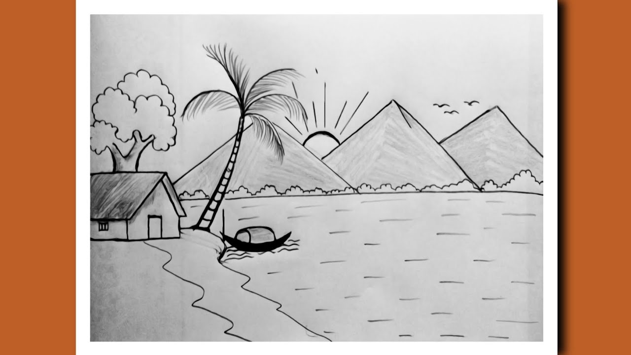 How to draw a scenery Drawing//pincil scenery Drawing step by step ...