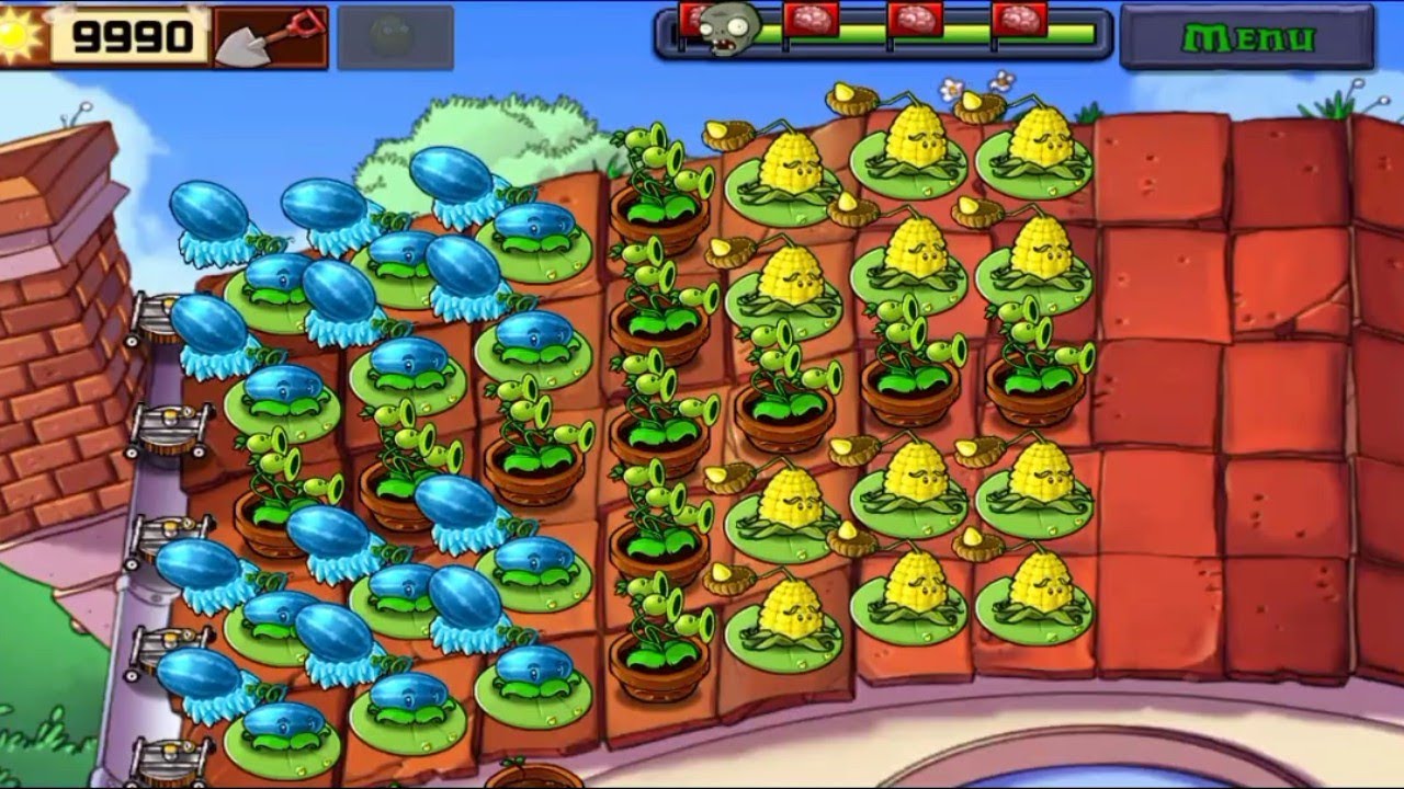 Pvz Adventure Roof Walkthrough || Pea's & Catapult's Plants Gameplay ...