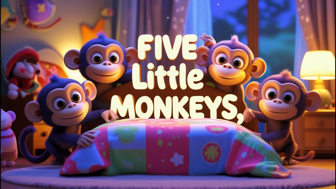 Five Little Monkeys 🐵 | Nursery Rhyme | Learn to Count | Fun Kids ...